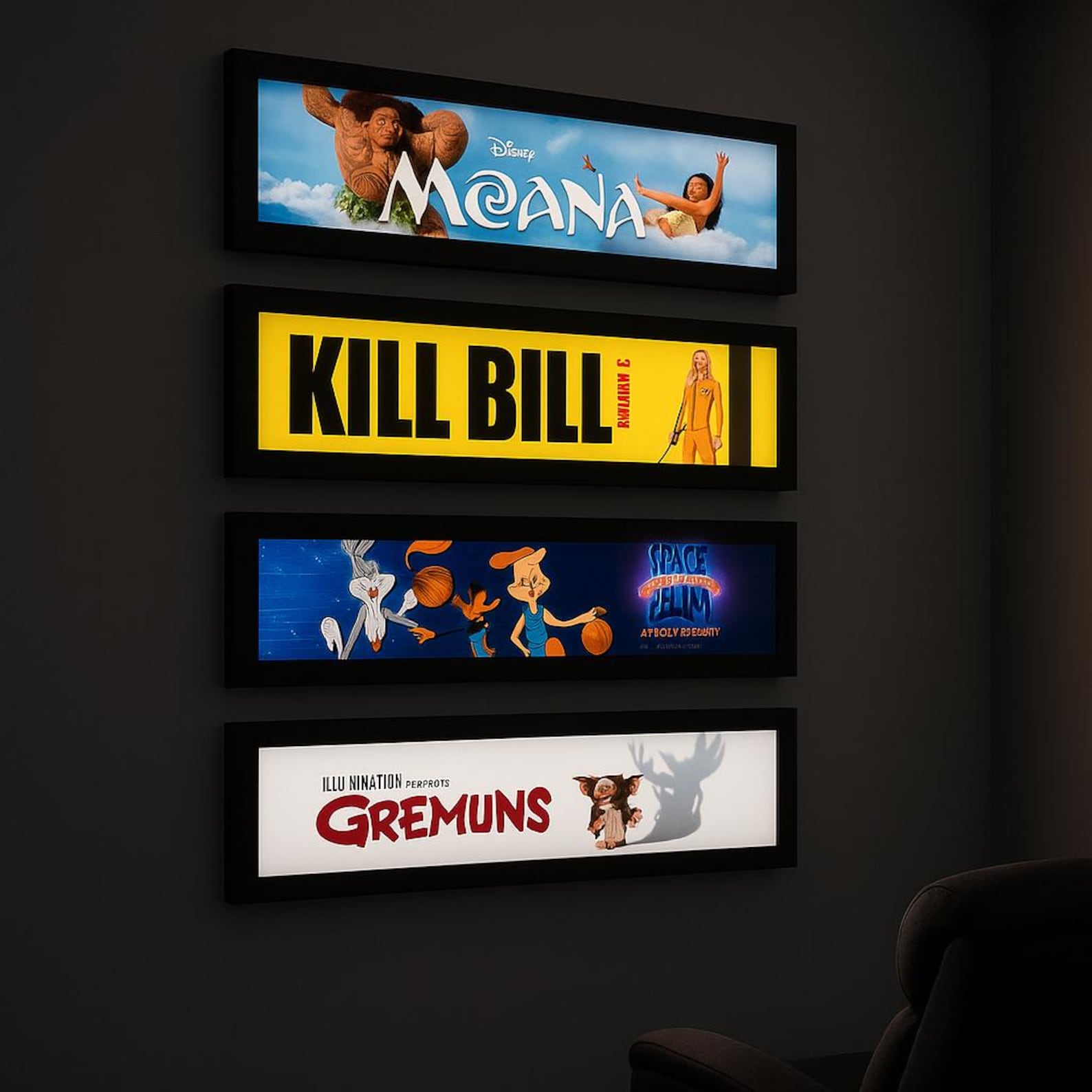 Movie Poster 27x40 Light Box – Matte Black LED Lighted Film Poster ...