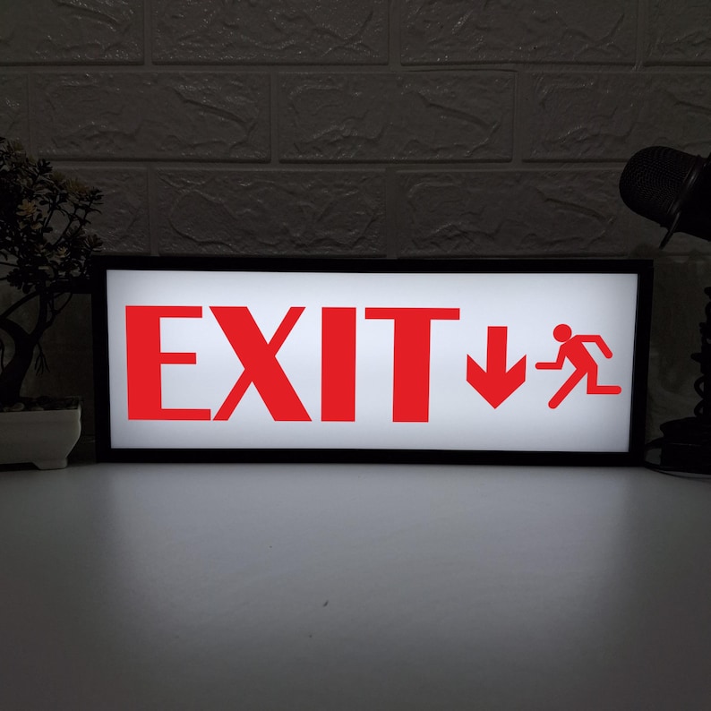 Led Exit Sign – Illuminated Exit Sign for Businesses, Office, Garage ...