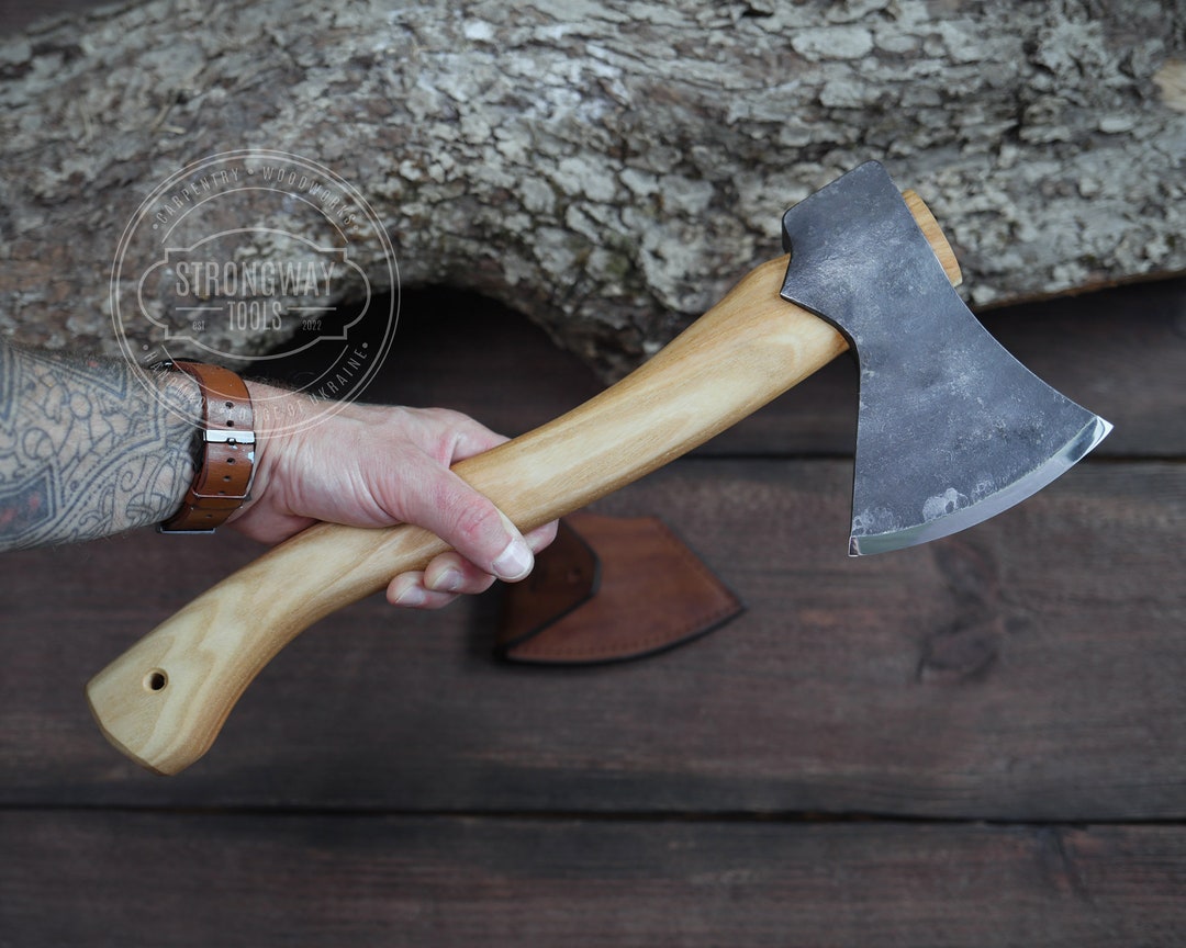 Hand Forged Bushcraft Axe: Medium Forest Hatchet With Ash Handle - Etsy