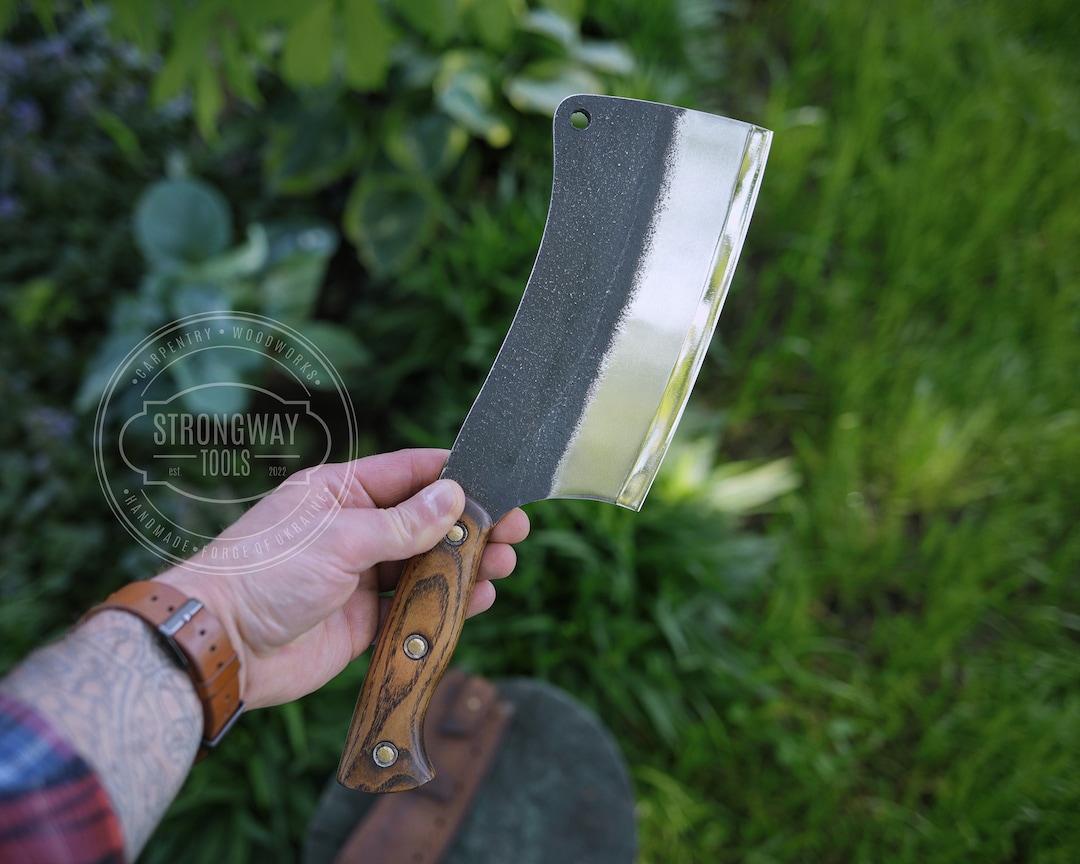Forged Cleaver, Handmade Cleaver Fixed Blade Chopper Kitchen Knife With ...