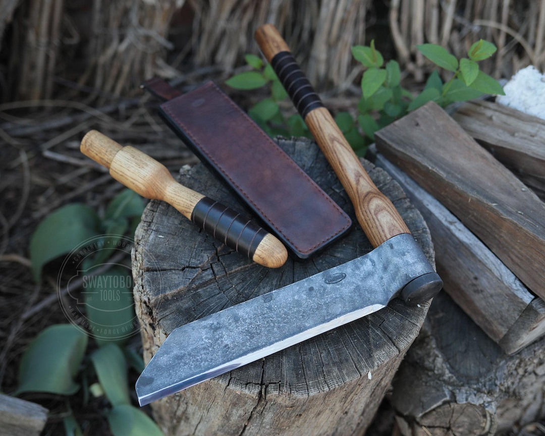 Hand Forged Splitting Froe: Traditional Woodworking Tool With Leather ...