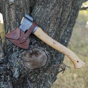 Hand Forged Finnish Forest Axe: 52100 Steel, Ash Handle, Leather Sheath ...