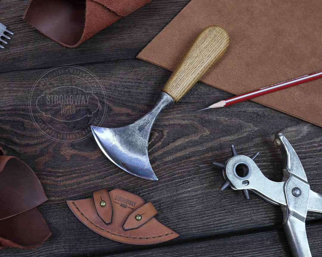 Hand Forged Small Round Knife | Forged Leather Skinning Knife | Forged ...