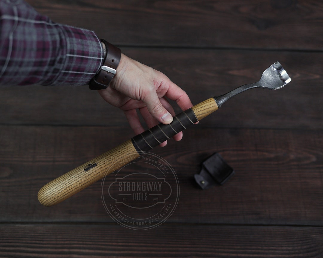 Bent Gouge Long Handle Cranked Neck Knife, Bent Gouge, Kuksa Carving, Bowl, Spoon Carving, Hand ...