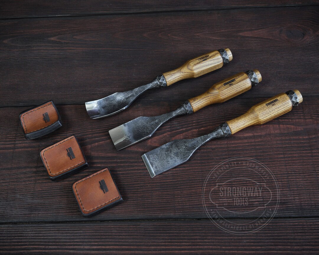 Set of Three Timber Chisels, Carpenters Chisel Set (3 Pc), Hand Forged ...