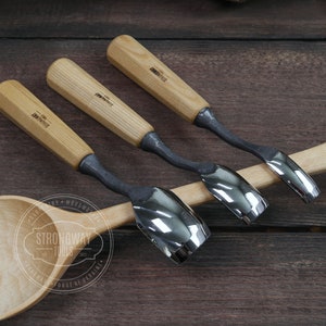 Hand Forged Bent Rounded Gouge Set (3pc) Forged Chisel, Bent Chisel ...