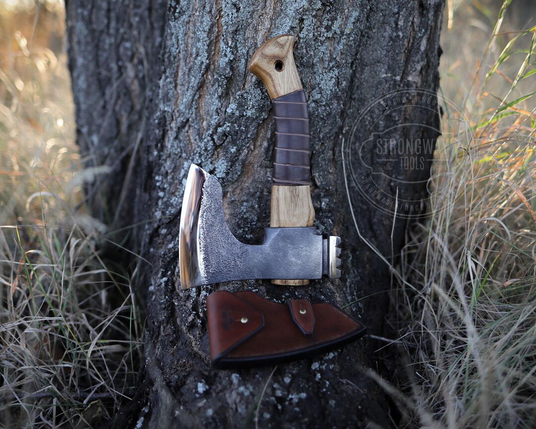 Hand Forged Meat Cleaver Axe: Butcher's Kitchen Tool, Ash Handle - Etsy