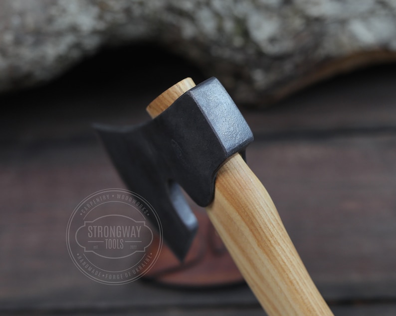 Hand Forged Bushcraft Axe: Medium Forest Hatchet With Ash Handle - Etsy