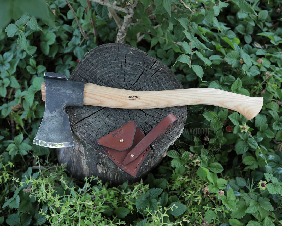 Hand Forged Finnish Axe: 52100 Steel Bushcraft Axe With Leather Sheath ...