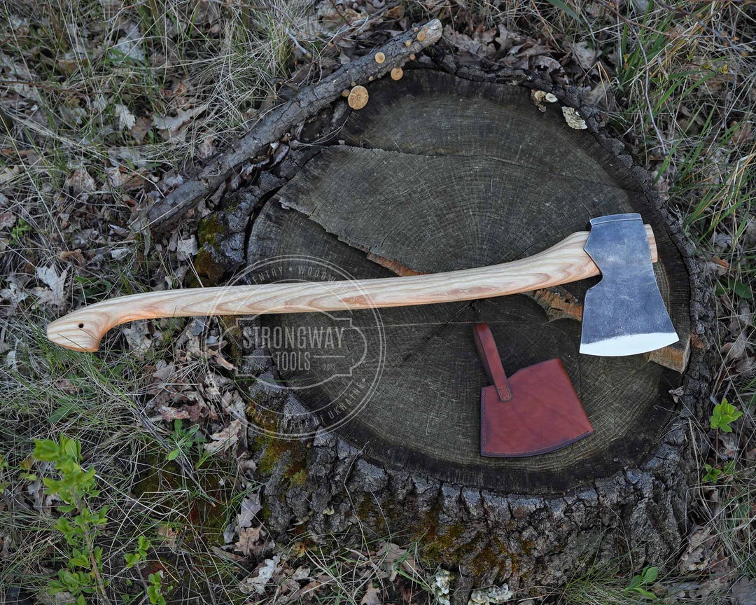 Large Felling Axe With Long Handle, Custom Axe, Bushcraft Axe, Carbon ...