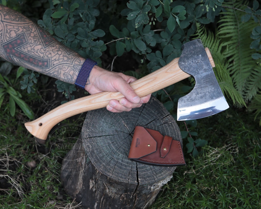 Hand Forged Forest Axe: 52100 Steel Bushcraft Axe With Ash Handle - Etsy