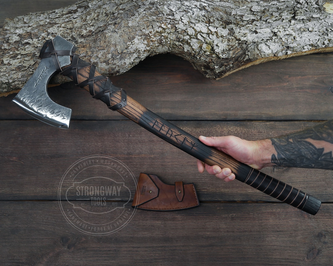 Hand Forged Scandinavian Axe | Viking Rune Axe | Nordic Axe | Axe With ...