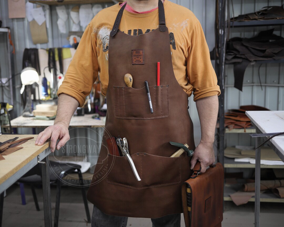 Leather Apron, Leather Apron With Tool Pockets ,heat & Flame Resistant ...