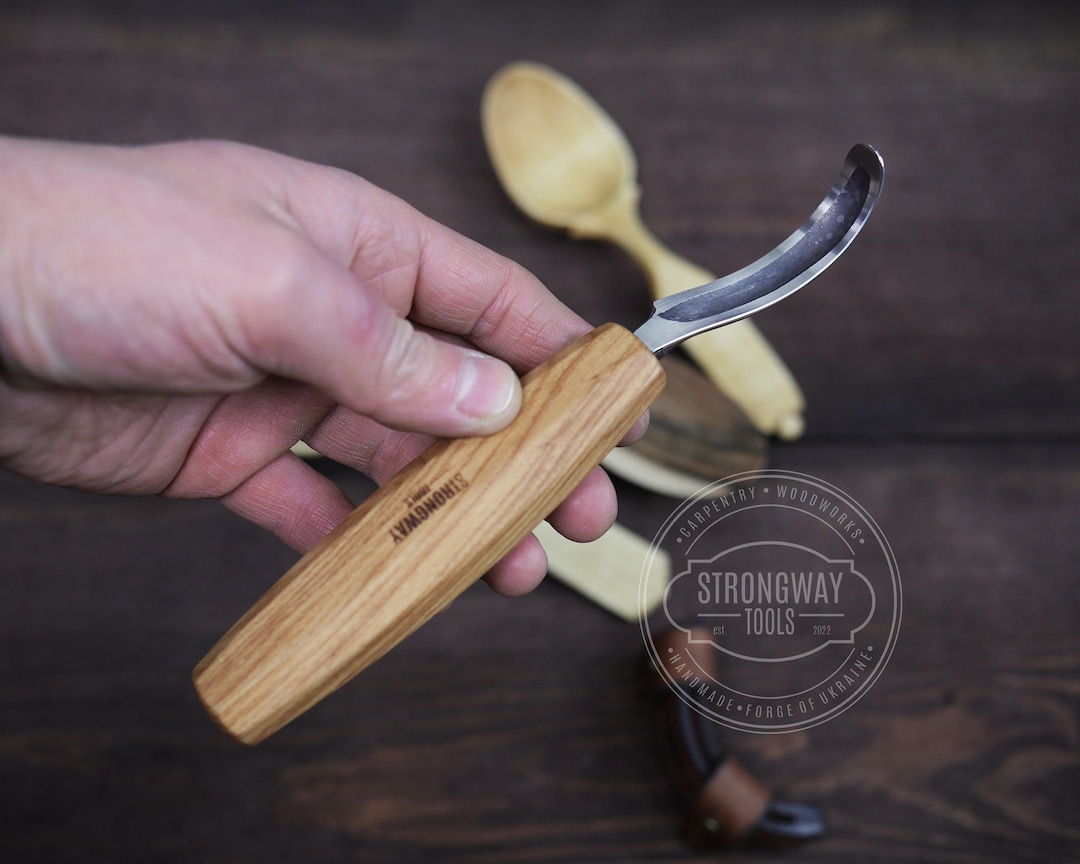 Hook Knife With Octagonal Handle, Forged Spoon Carving Hook Knife ...