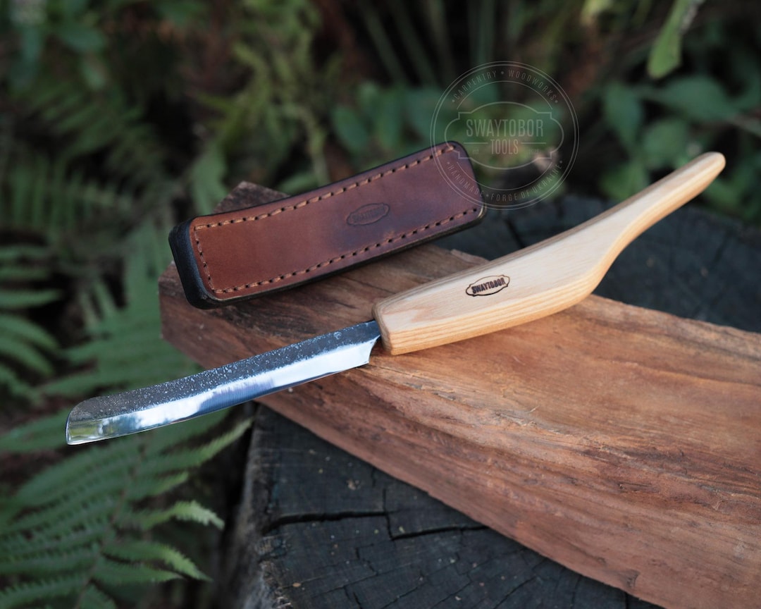Hand Forged Carving Knife: 52100 Steel, Ash Handle, Leather Sheath - Etsy