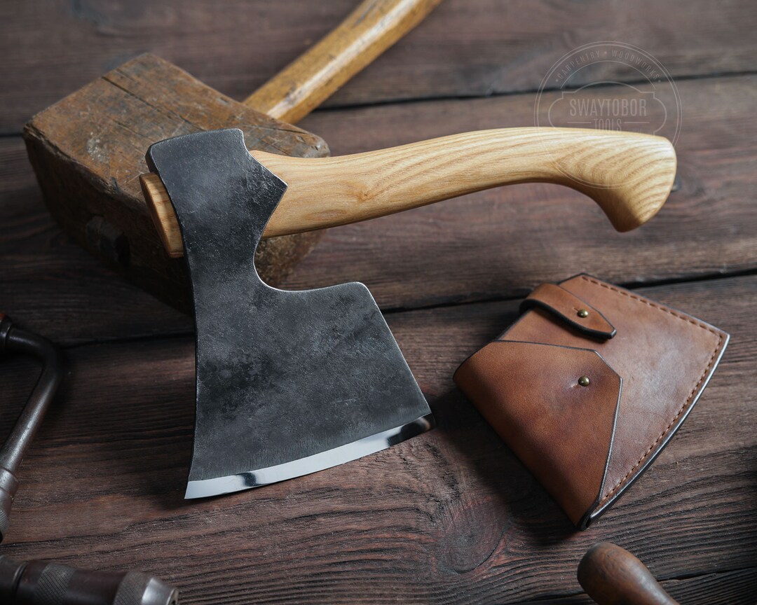 Hand Forged Carpenter's Axe: Broad Blade, Ash Handle, Leather Sheath - Etsy