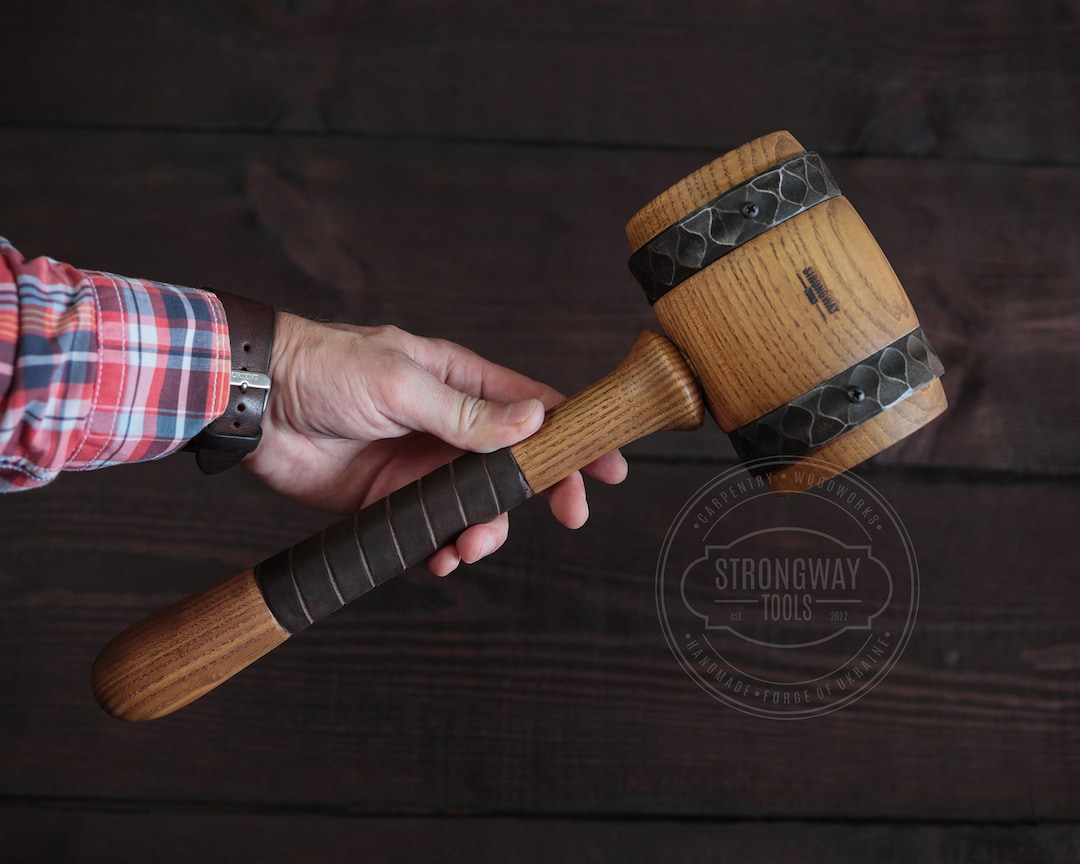 Large Steel Hooped Wooden Mallet Hammer Wood Mallet Heavy Wood Mallet ...