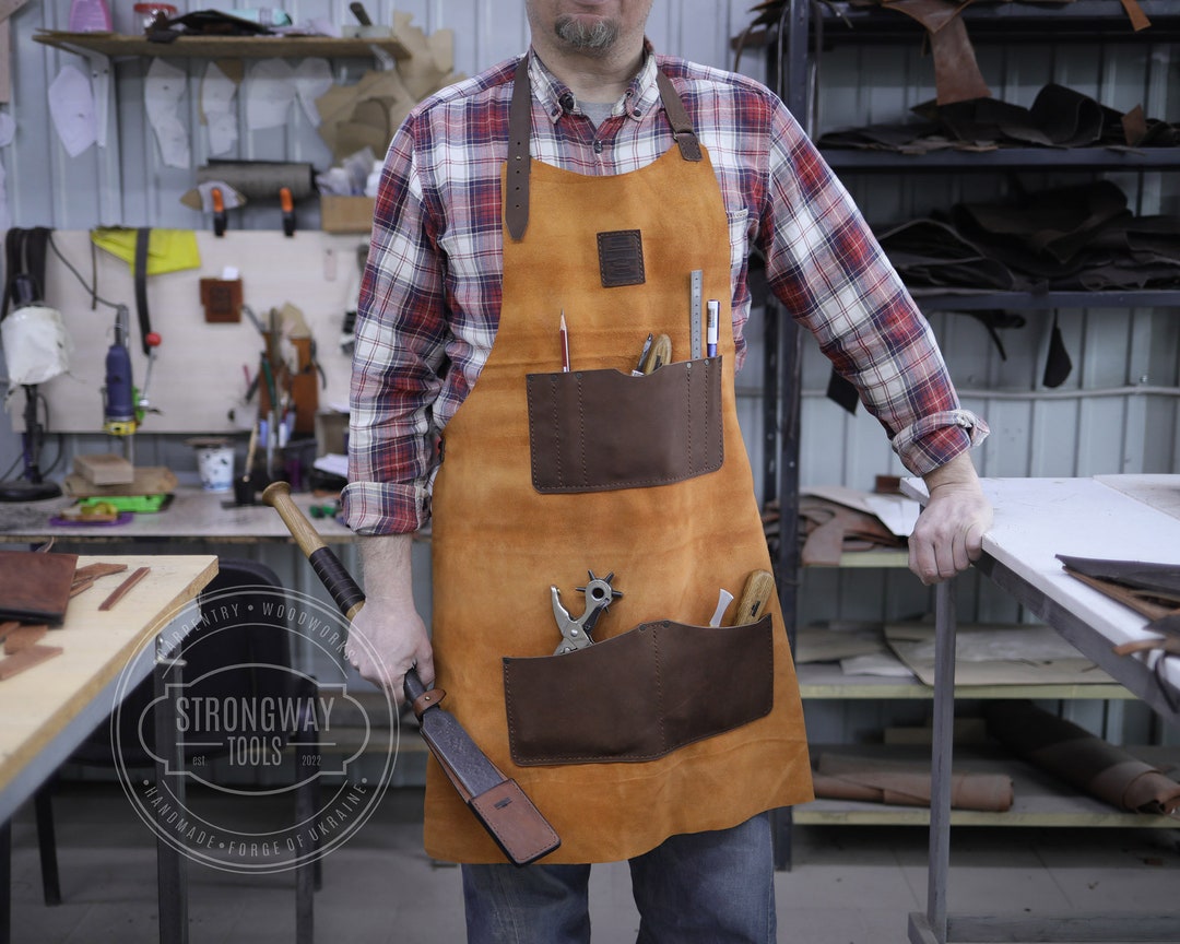 Leather Apron Leather Apron With Tool Pockets heavy Duty - Etsy