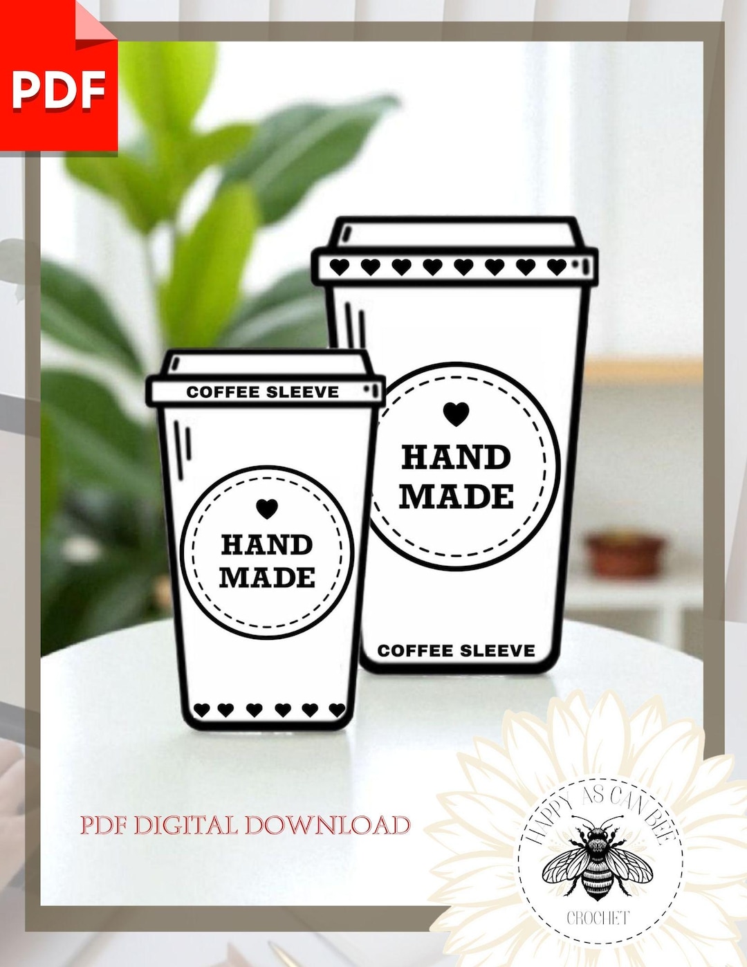 DIGITAL Download-printable Cup Cozy Sleeve Template-coffee Sleeve ...