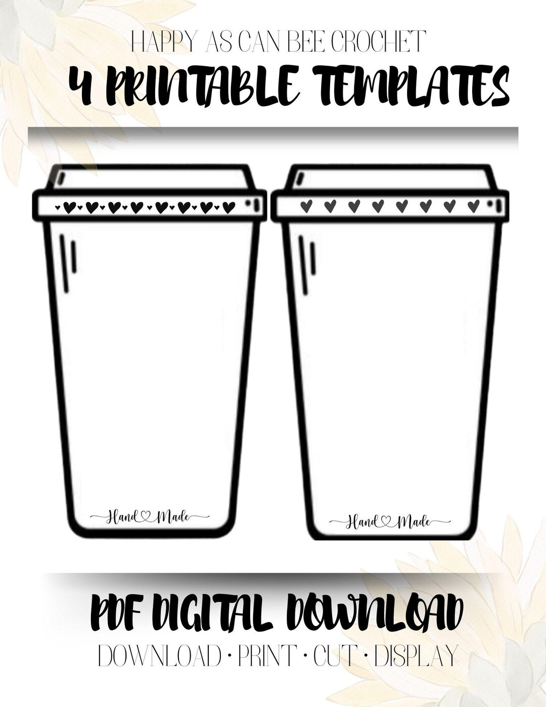 DIGITAL Download-printable Cup Cozy Sleeve Template-coffee Sleeve ...