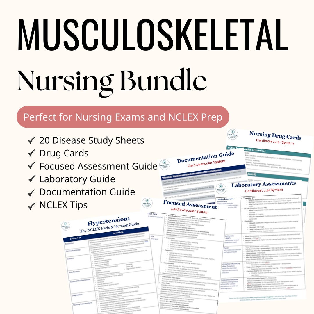 Musculoskeletal Nursing Student Bundle | Med Surg NCLEX Study Pack ...