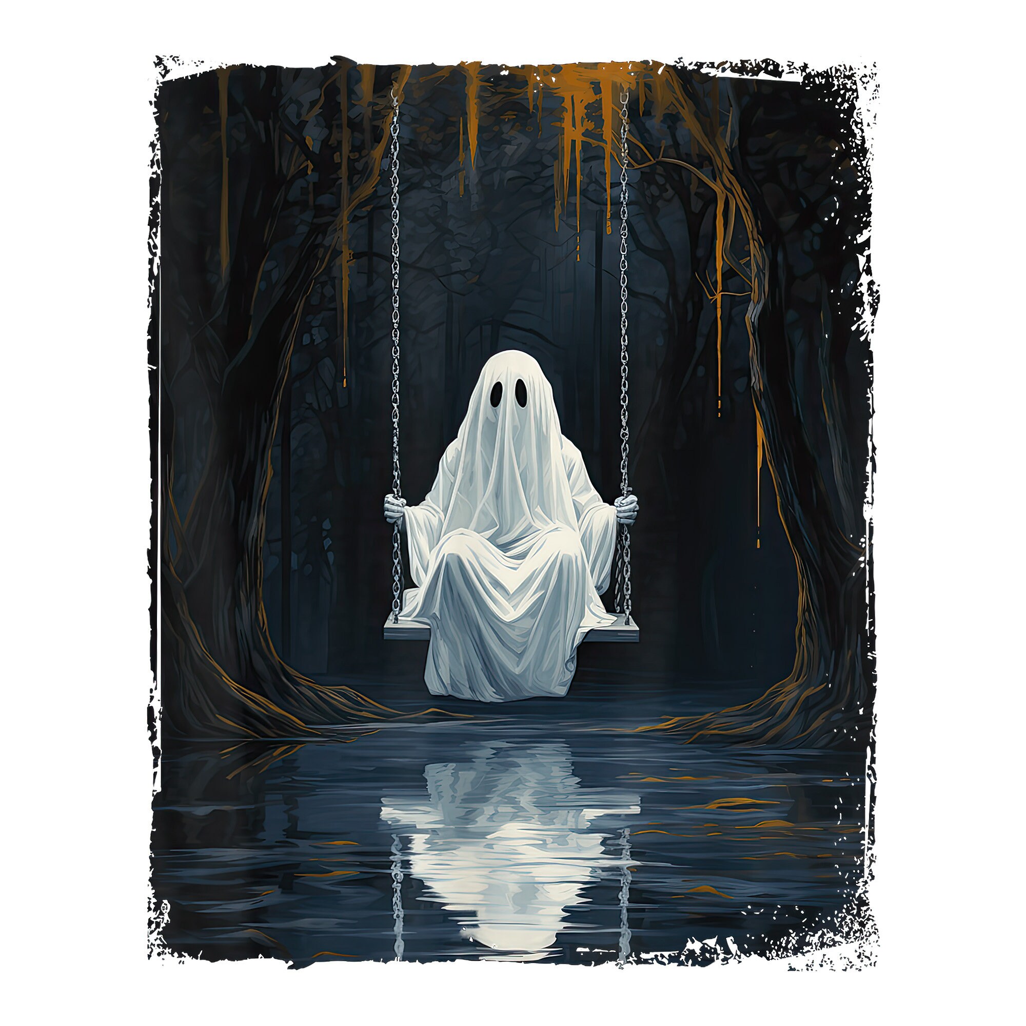 Ghost on A Swing Cute Png Halloween Ghost Digital Download - Etsy