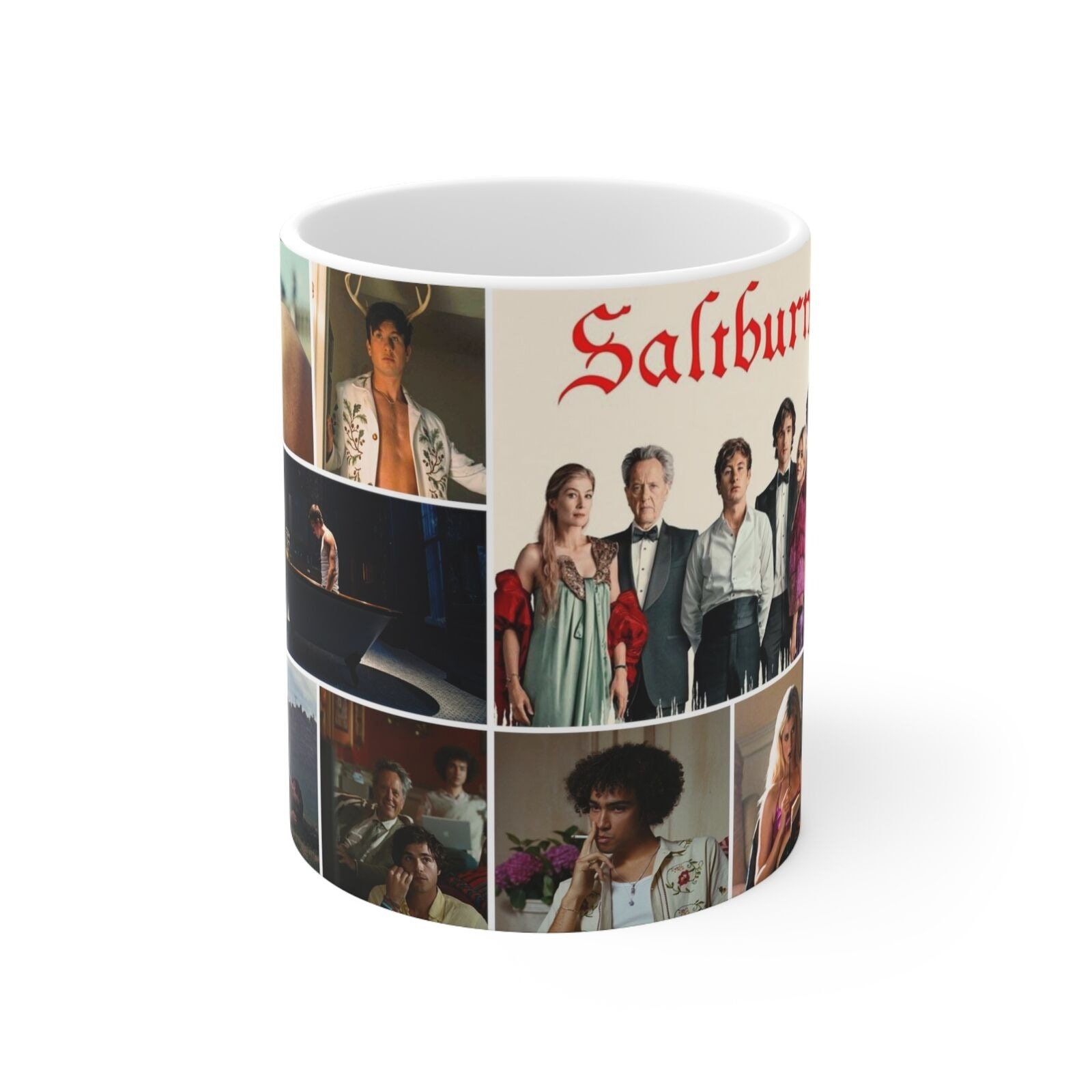 Saltburn Ceramic Mug 11oz Barry Keoghan, Jacob Elordi, Rosamund Pike ...
