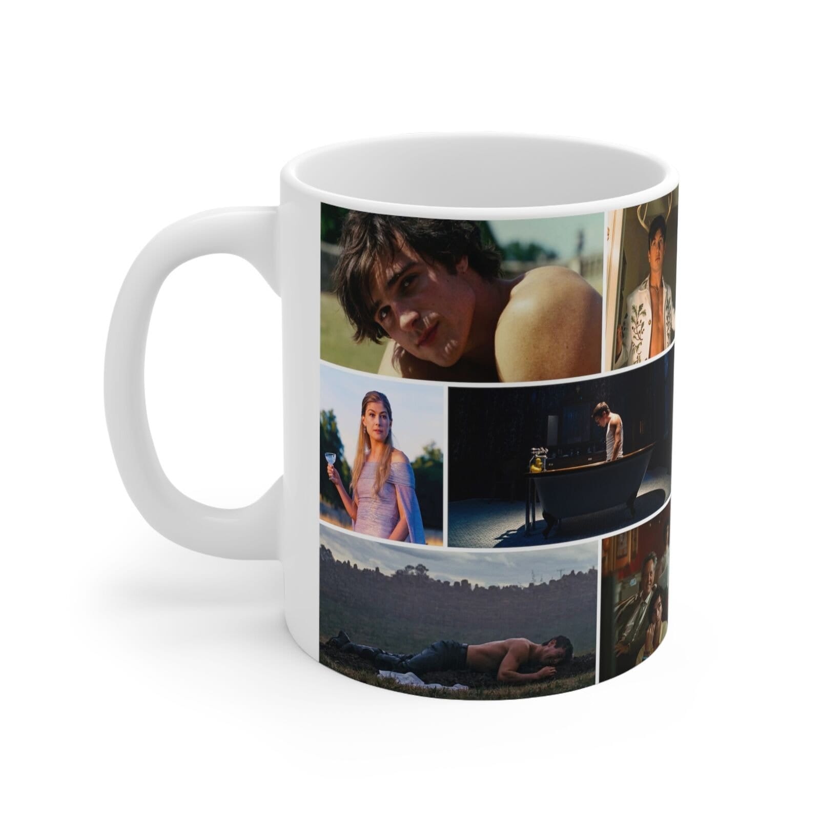 Saltburn Ceramic Mug 11oz Barry Keoghan, Jacob Elordi, Rosamund Pike ...