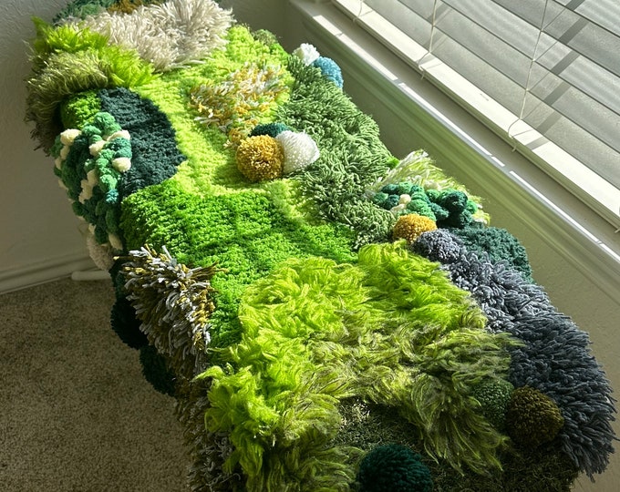 Handmade Moss Rug With Colorful Landscape, Fluffy 3D Latch Hook ...