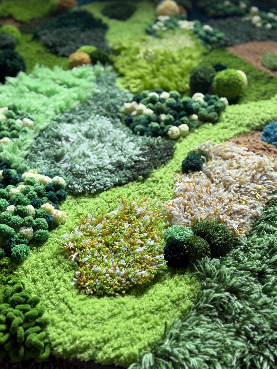 Handmade Circular Area Rug Pink Moss Rug, Fluffy Unique 3D Landscape ...