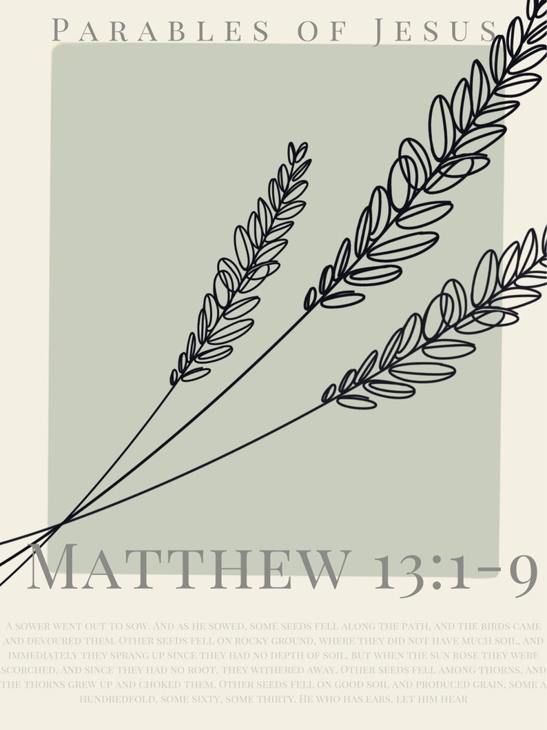 Bible Verse Wall Art. Matthew 13. Sower and the Seeds. Christian ...