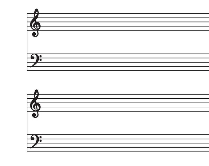 Staff Paper: Grand Staff, Treble Clef, Bass Clef (letter Sized 8.5x11 ...