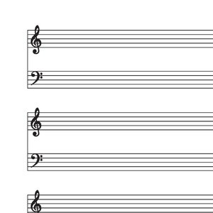 Staff Paper: Grand Staff, Treble Clef, Bass Clef letter Sized 8.5x11 ...