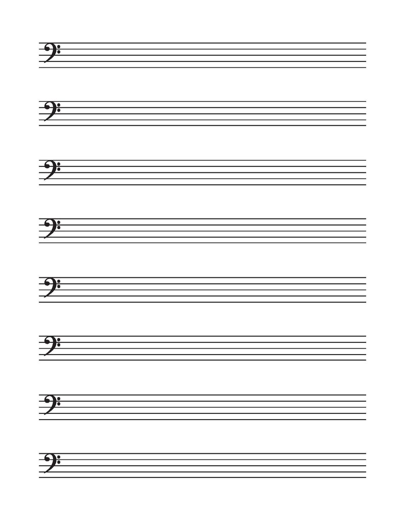 Staff Paper: Grand Staff, Treble Clef, Bass Clef letter Sized 8.5x11 ...