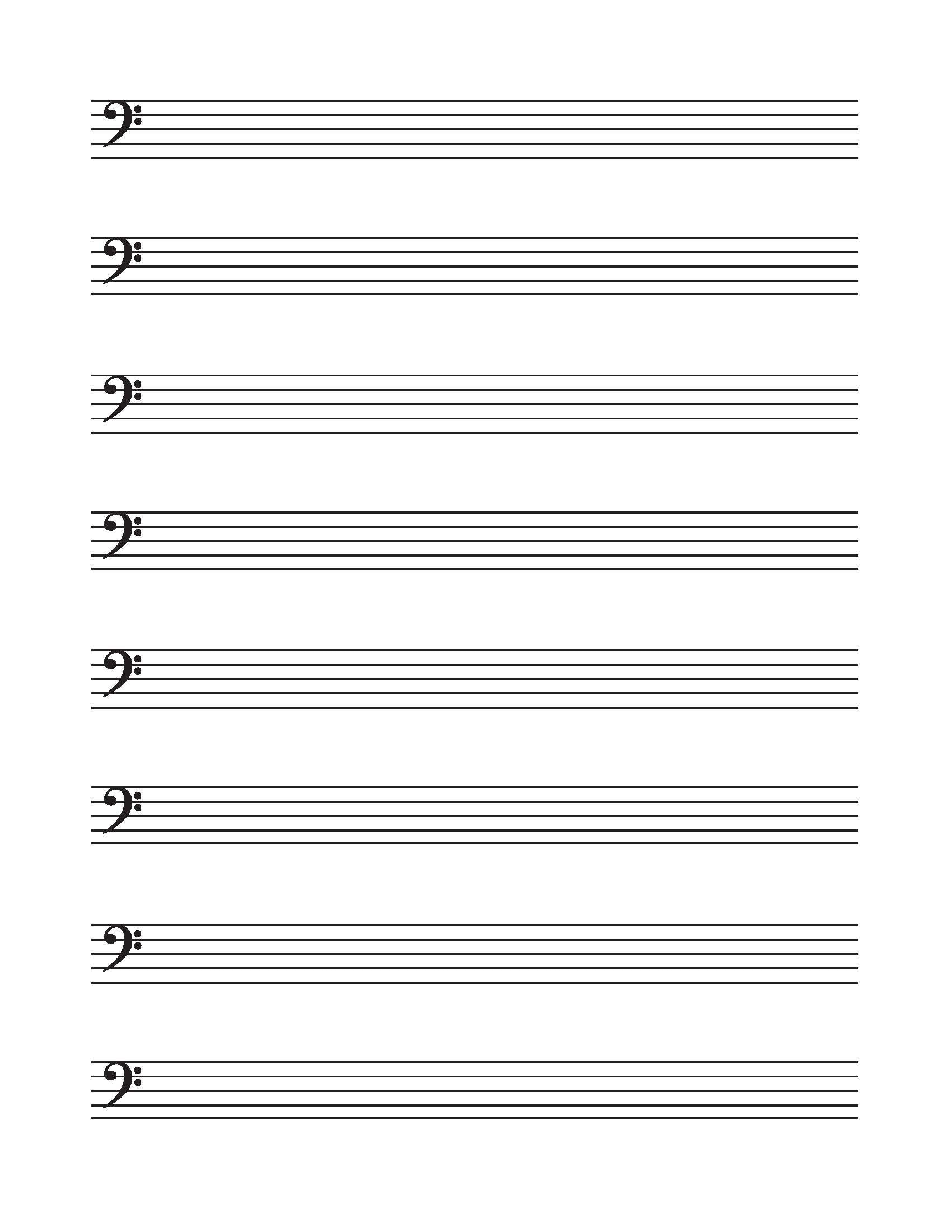 Staff Paper: Grand Staff, Treble Clef, Bass Clef letter Sized 8.5x11 ...