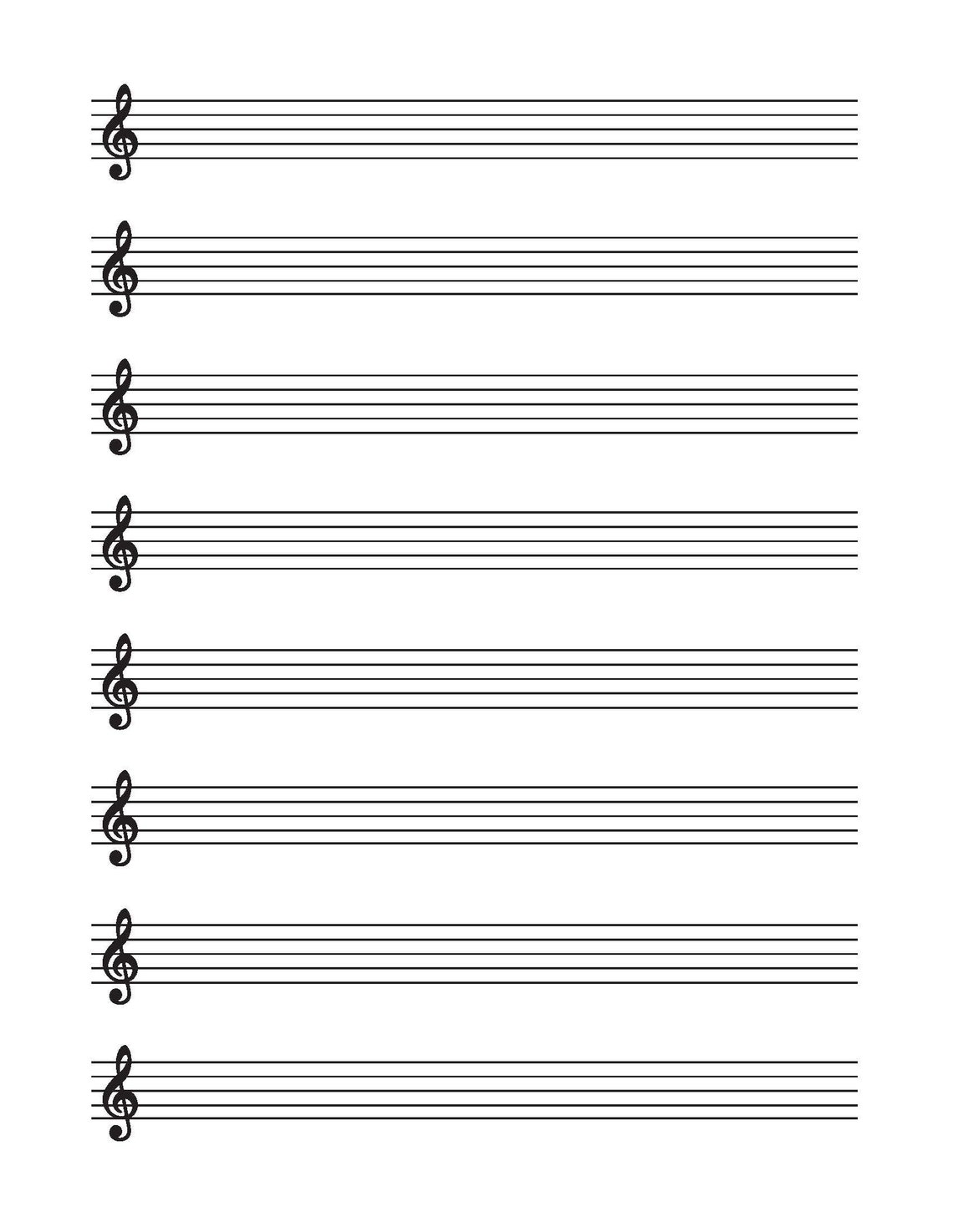 Staff Paper: Grand Staff, Treble Clef, Bass Clef letter Sized 8.5x11 ...