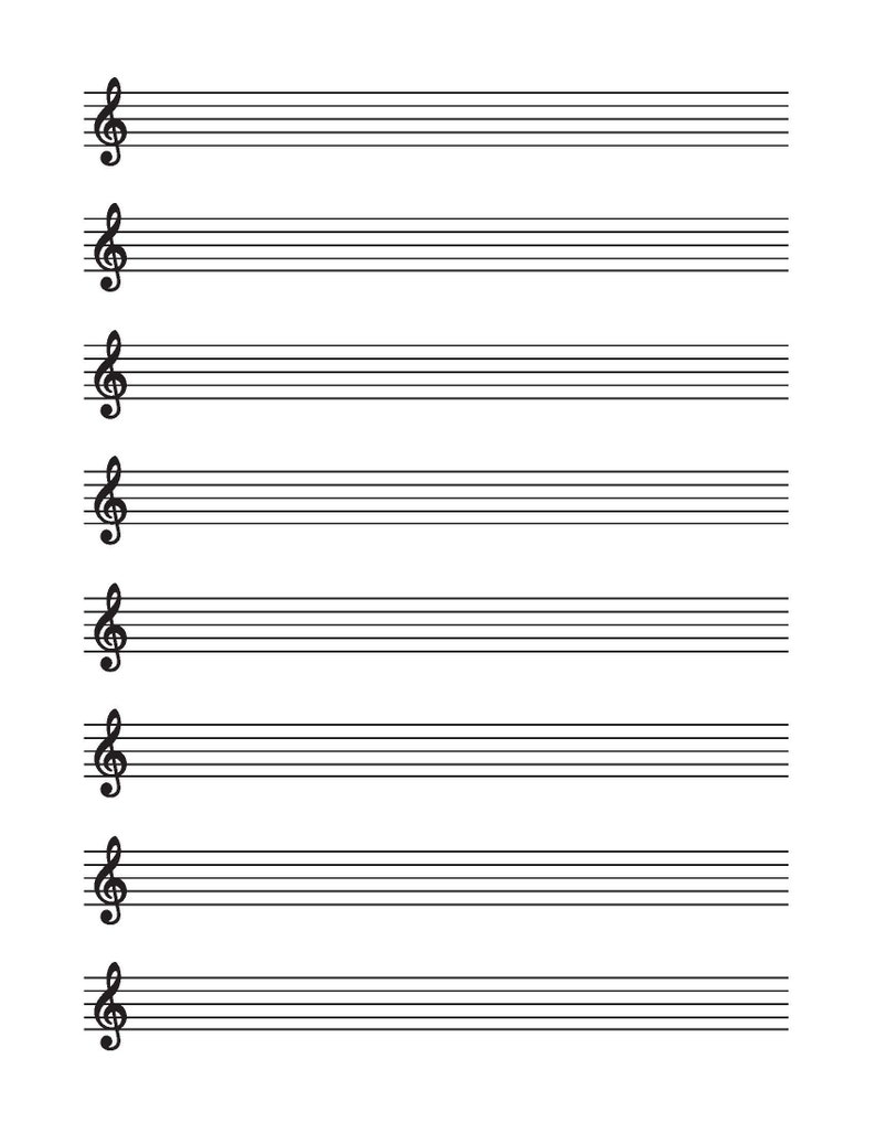 Staff Paper: Grand Staff, Treble Clef, Bass Clef letter Sized 8.5x11 ...