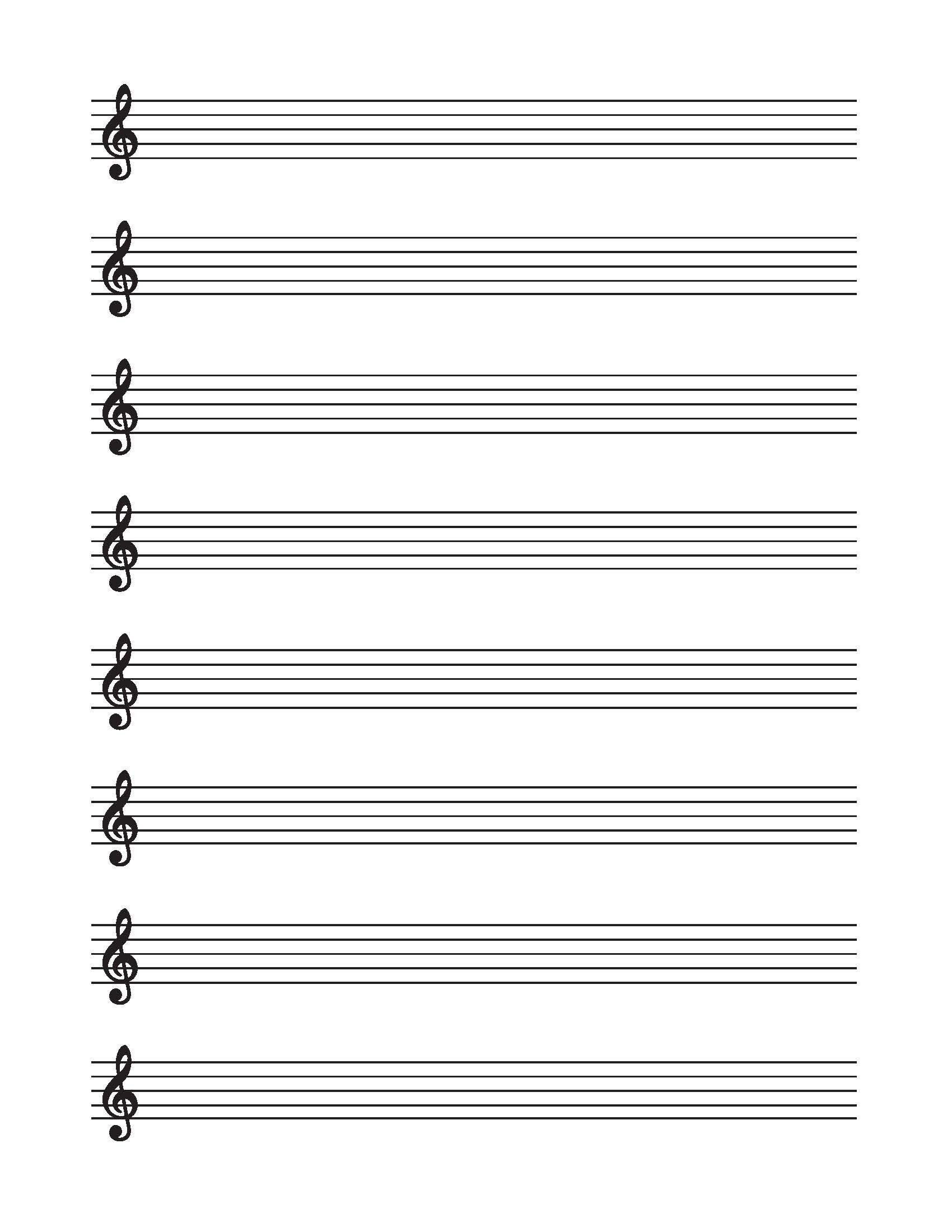 Staff Paper: Grand Staff, Treble Clef, Bass Clef letter Sized 8.5x11 ...