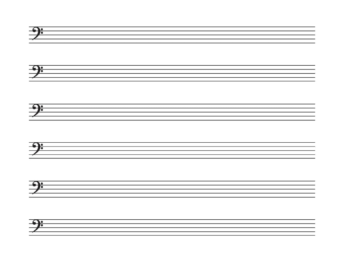 Staff Paper: Grand Staff, Treble Clef, Bass Clef letter Sized 8.5x11 ...