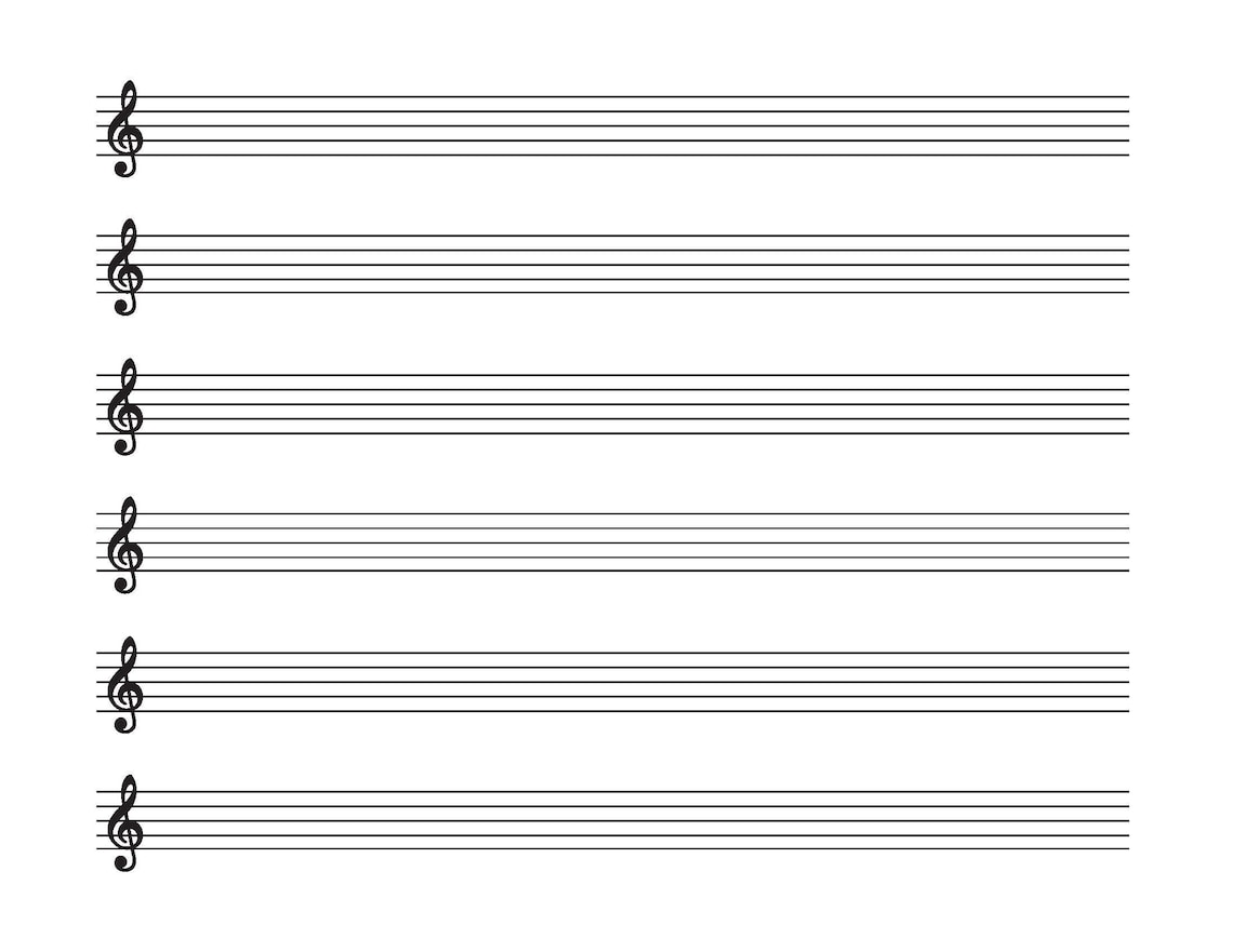 Staff Paper: Grand Staff, Treble Clef, Bass Clef letter Sized 8.5x11 ...