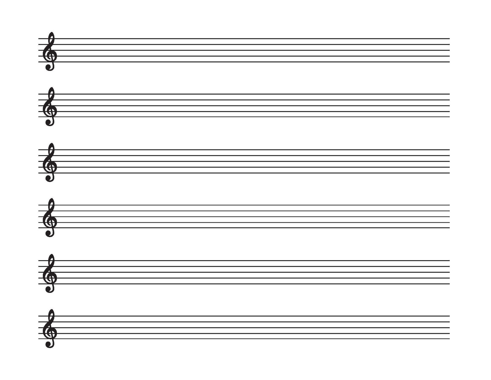 Staff Paper: Grand Staff, Treble Clef, Bass Clef letter Sized 8.5x11 ...