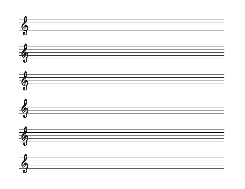 Staff Paper: Grand Staff, Treble Clef, Bass Clef letter Sized 8.5x11 ...
