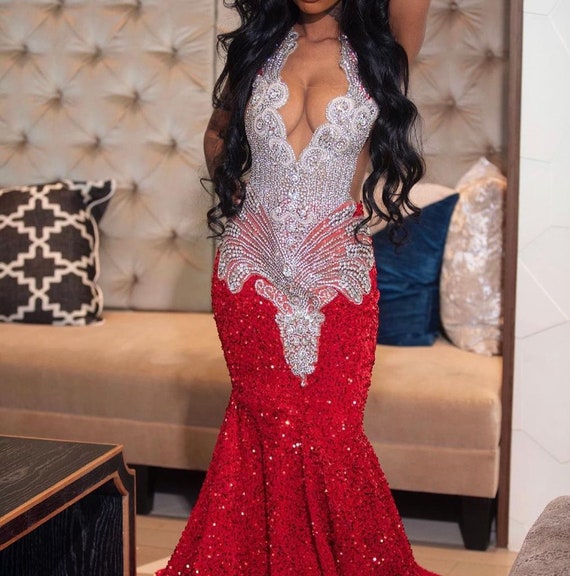 Red And Black Mermaid Prom Dresses
