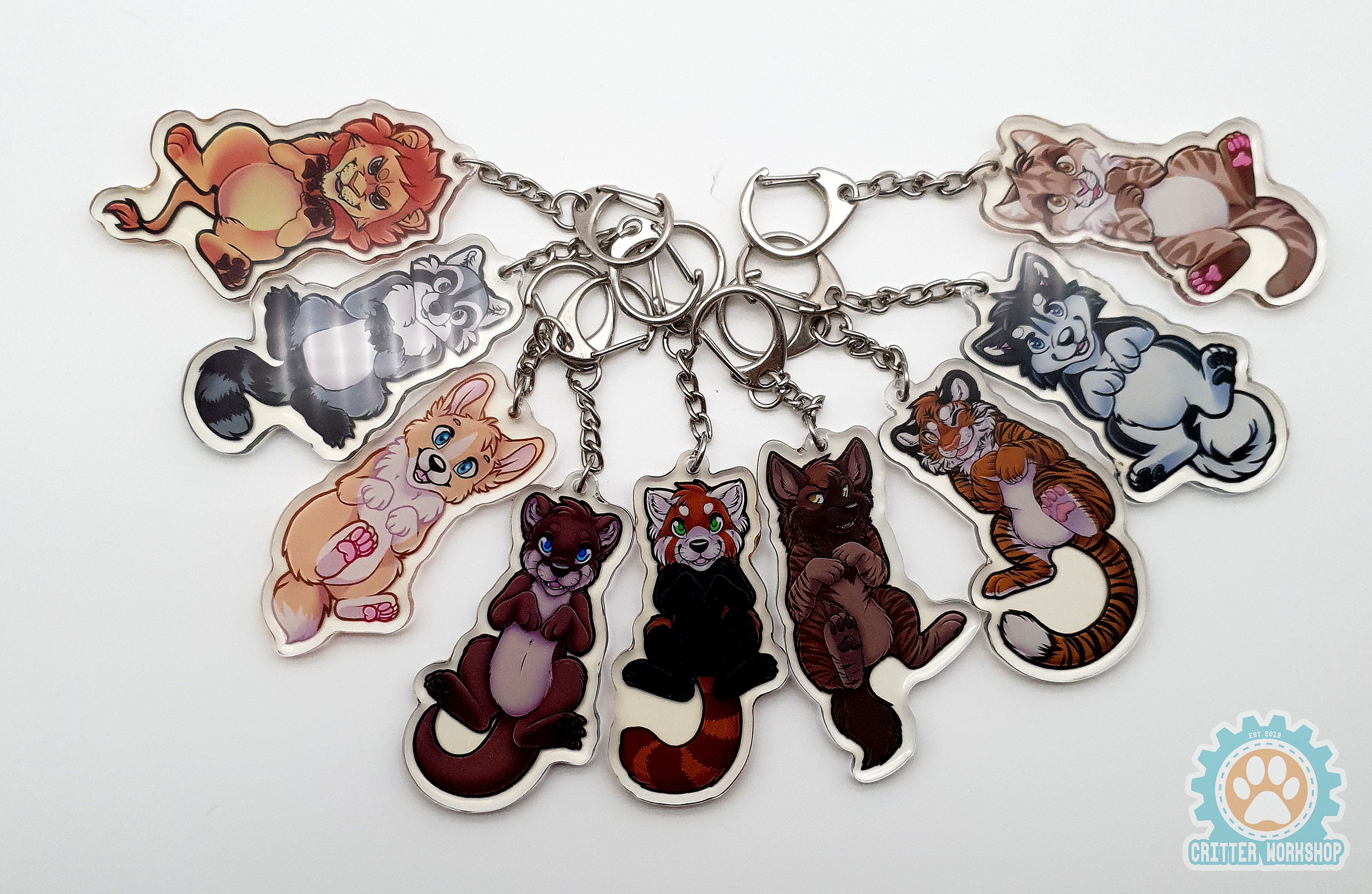 Furry Animal Keycharm Keychain Key Accessories Acrylic Charm Keychain ...