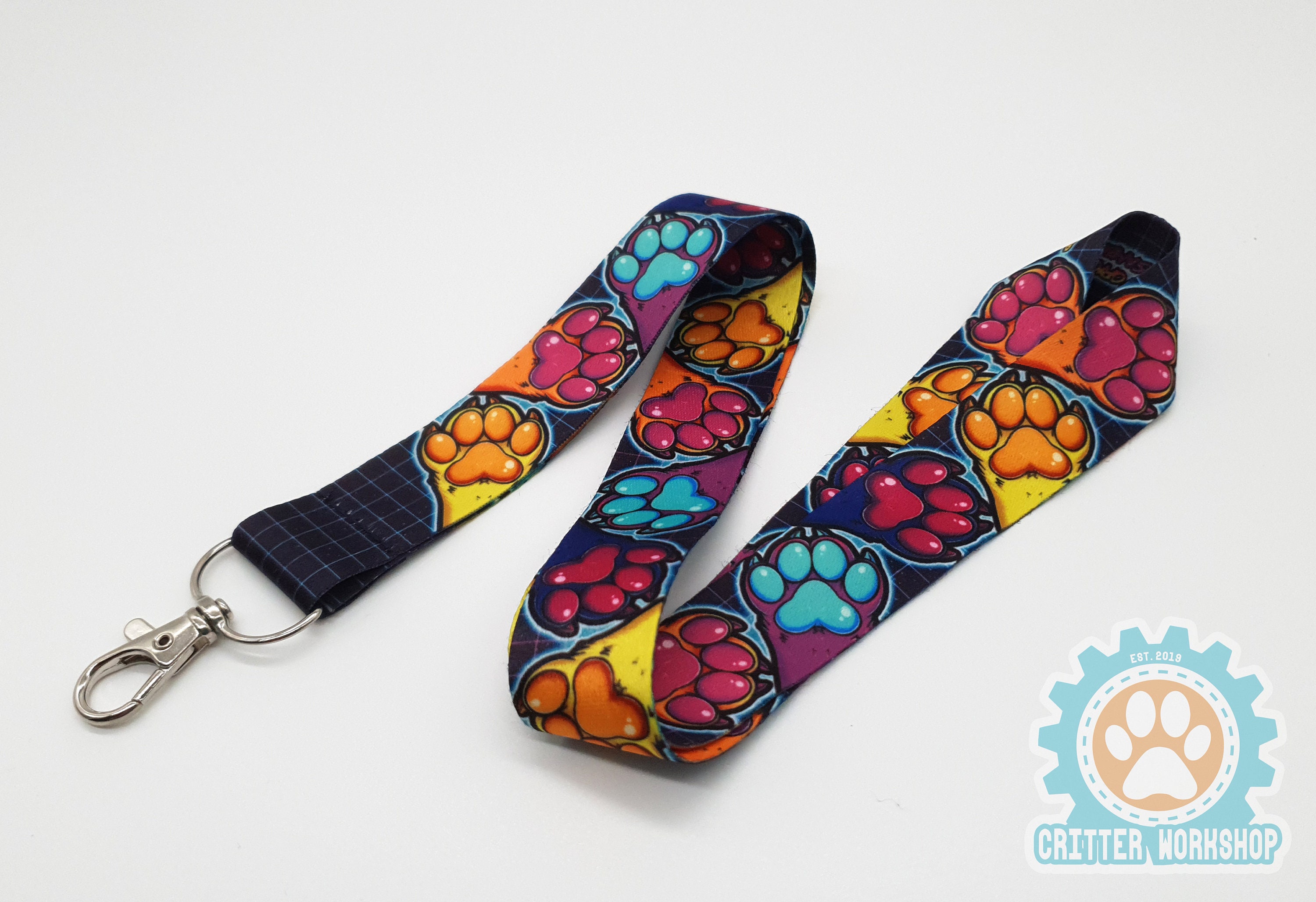 Synthwave Furry Paws Lanyard - Etsy