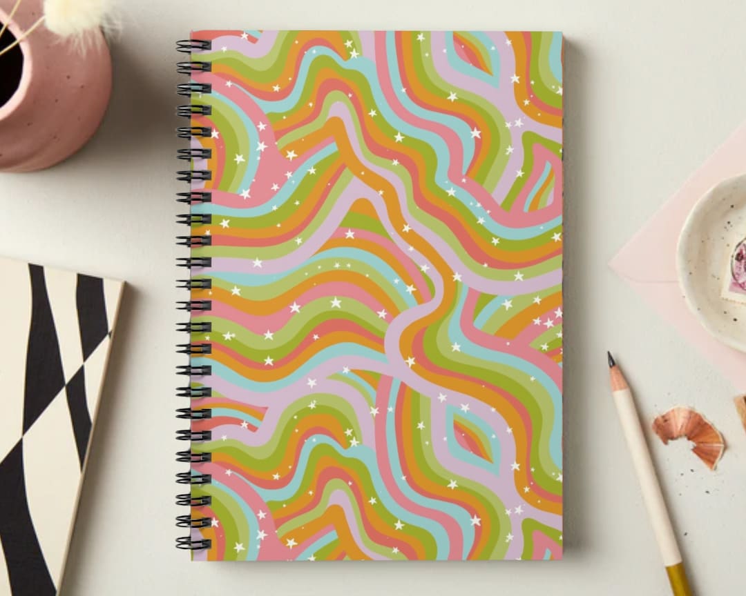 Retro Groovy Notebook Aesthetic Notebook Custom Notebook - Etsy