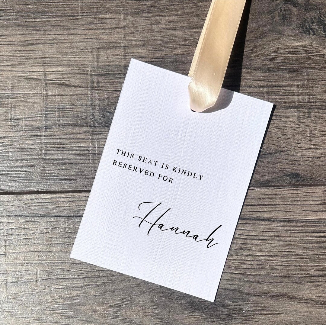 Personalised Reserved Seat Tag for Wedding / Seat and Row Sign With ...