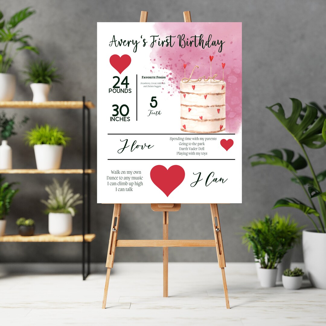Valentine Day Birthday Milestone Sign Template, Valentines Party Cake ...