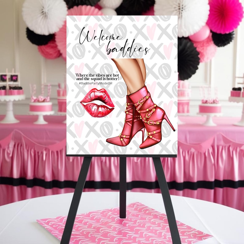 Editable Baddie Party Welcome Sign | Instant Download | Pink Glam Event ...