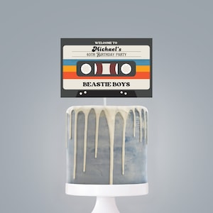 Customizable Retro Cassette Tape Cake Topper | Vintage Mixtape ...